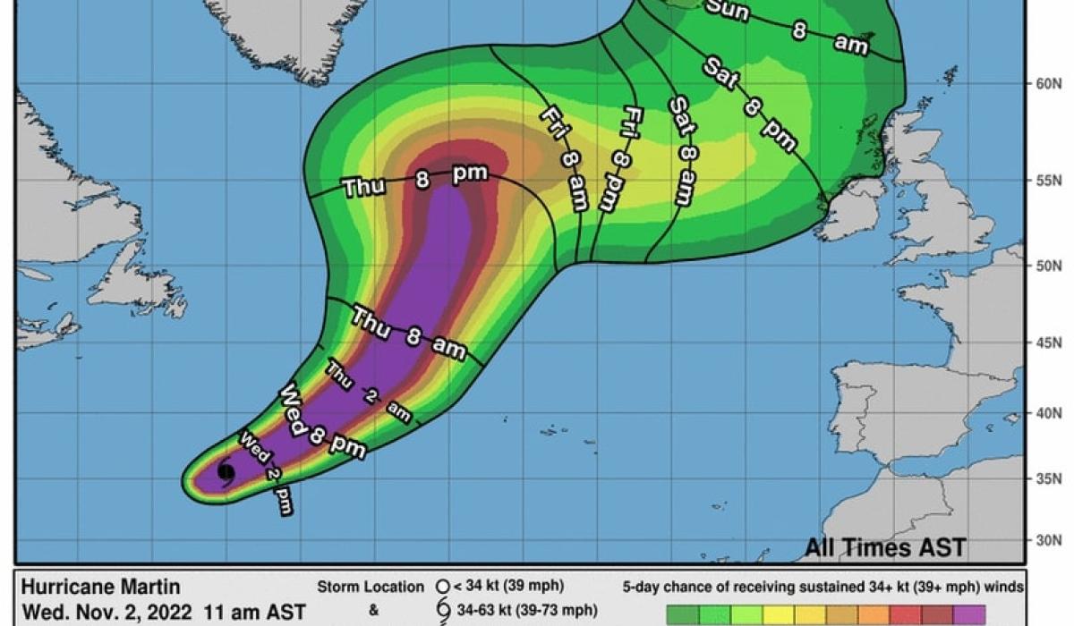 Hurricane Martin projected to change course towards Ireland - Offaly Live