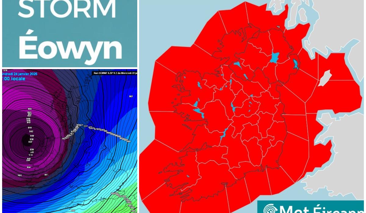 LIVE: When do the Red Weather Warnings issued by Met Eireann for Storm Eowyn start and end ...