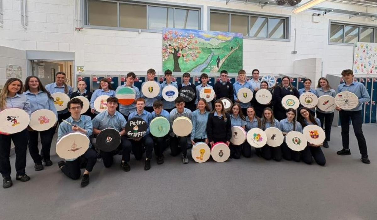 Students at Offaly school take part in innovative bodhrán-making ...