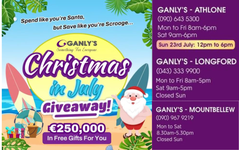 The Ganly July Giveaway is here and is better than ever - Offaly Live