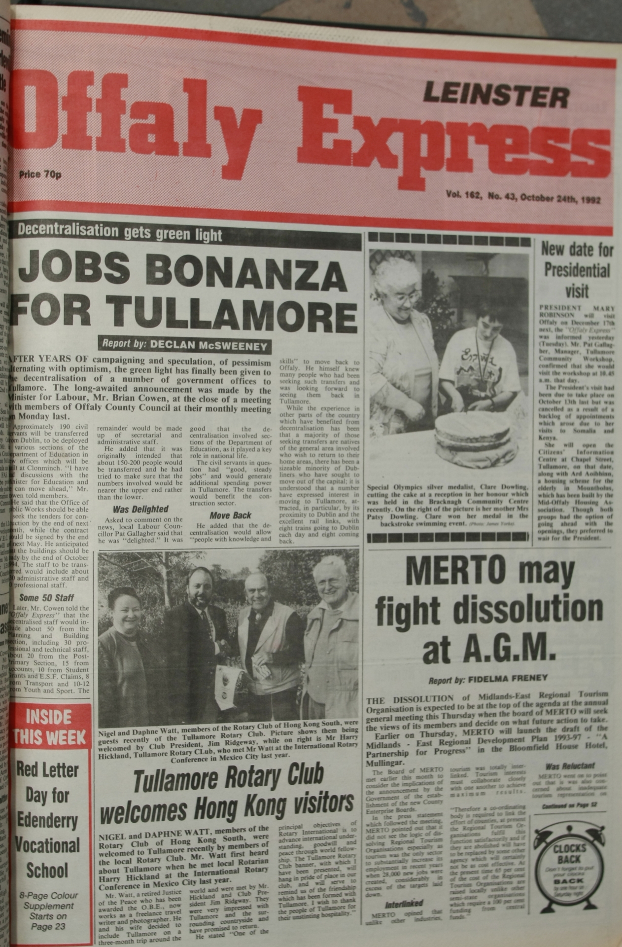 'A jobs bonanza' - An Offaly Express front page from 28 years ago ...